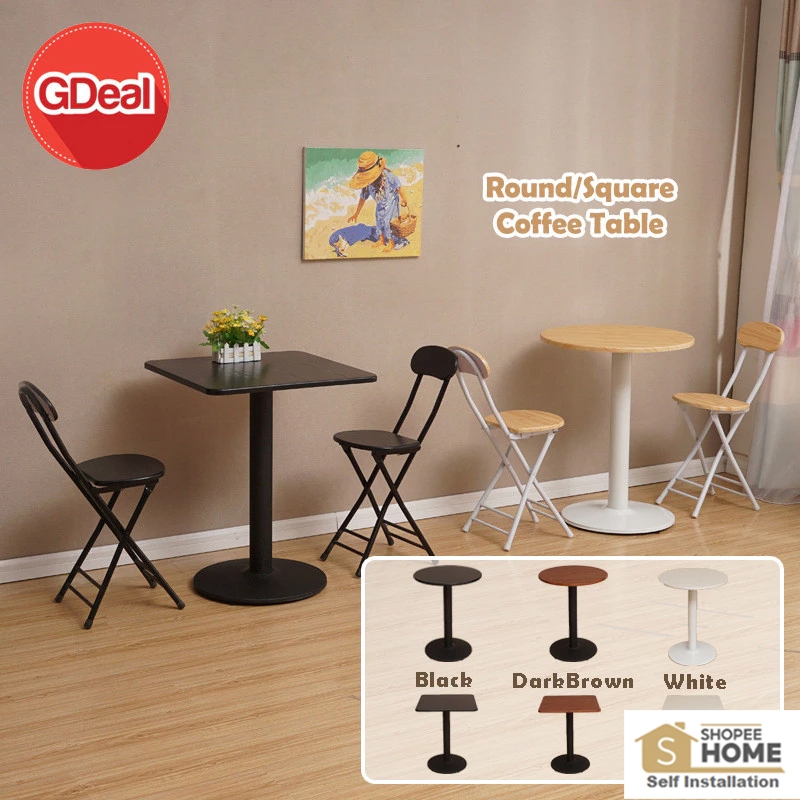 GDeal 60cm Round/Square Coffee Table Simple Balcony Dining Table Bar ...