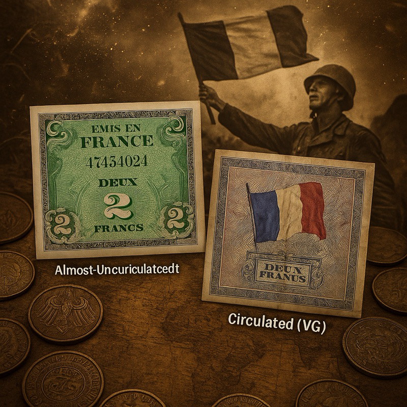 MM#1[SET RARE] Duit Kertas 2 Francs 1944 - Allied Military Currency ...