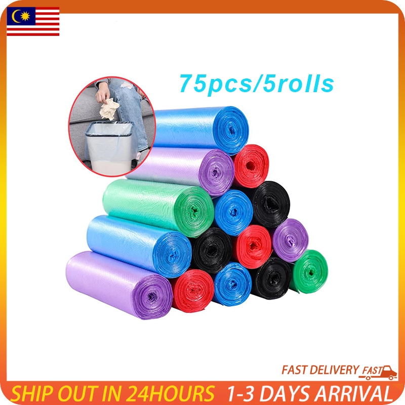 75pcs Plastik Sampah Garbage Bags For Home Waste No Smell Disposable ...