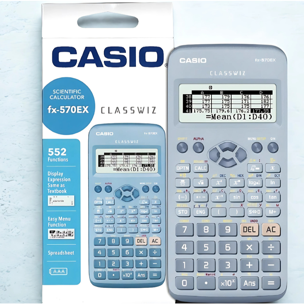 CASIO FX-570EX CLASSWIZ STANDARD SCIENTIFIC CALCULATOR WITH 10+2 DIGITS 552 FUNCTIONS - BLUE ...