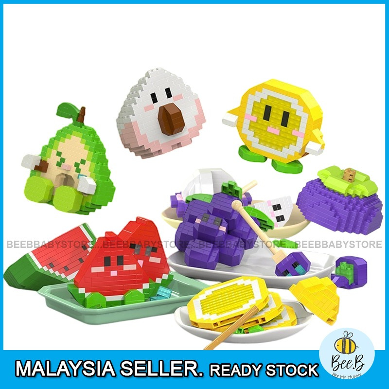 Blok Binaan Buah Mini Fruits Building Blocks Cartoon Fruit Diary Party ...