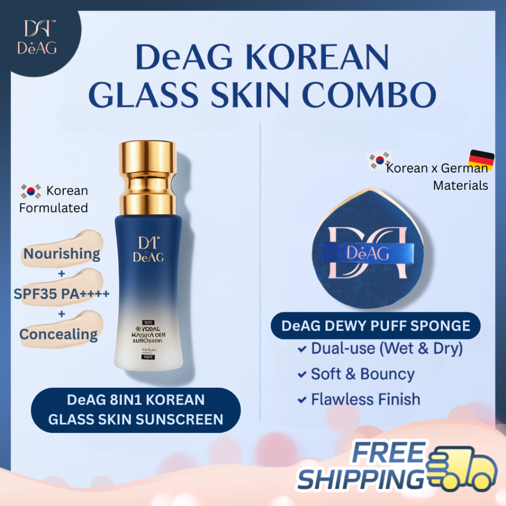 【DeAG】Korean Glass Skin Combo Sunscreen MakeUp Puff Sponge 韩国配方 遮瑕 美白 ...