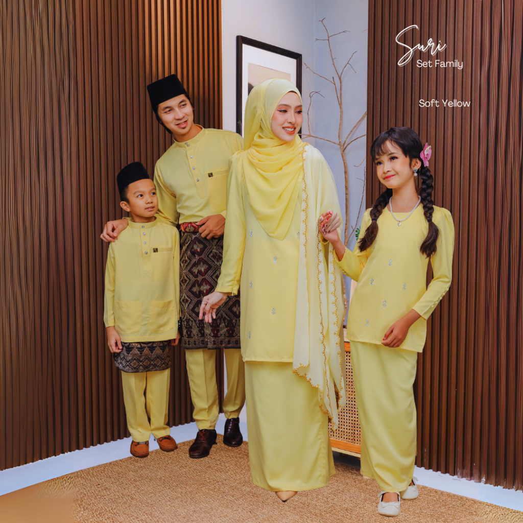 BAJU KURUNG SURI SET BAJU FAMILY RAYA 2025 TEMA COLOUR SOFT YELLOW ...