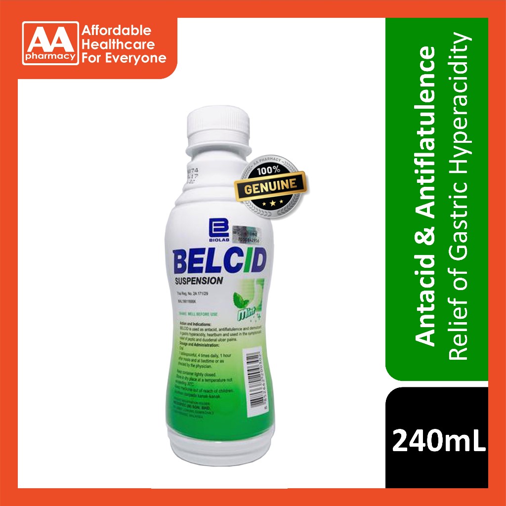 Belcid Suspension (Mint Flavour) 240mL (Antacid, Antiflatulence ...