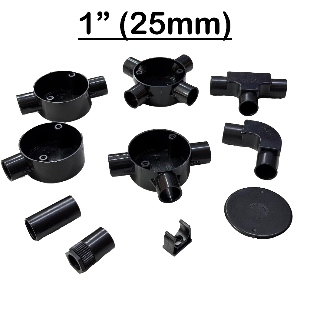 (BLACK)PVC Conduit Pipe Fitting Accessories 25mm 1 2 3 4 Way Box Tee ...