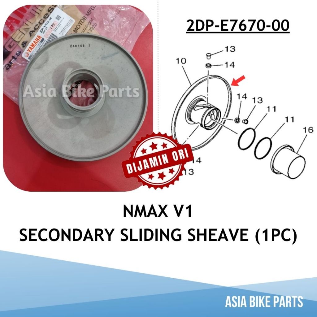 Yamaha Original NMAX V1 Secondary Sliding Sheave Pulley Belakang - 2DP-E7670-00 | Shopee Malaysia