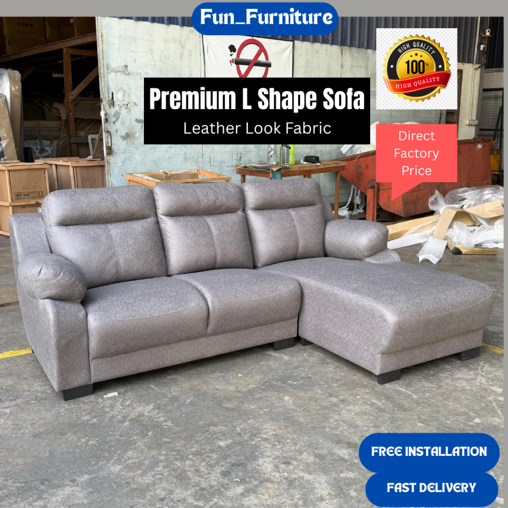 𝗙𝗥𝗘𝗘 𝗜𝗡𝗦𝗧𝗔𝗟𝗟- Premium L Shape Sofa/ Premium Fabric look Leather / Sofa ...