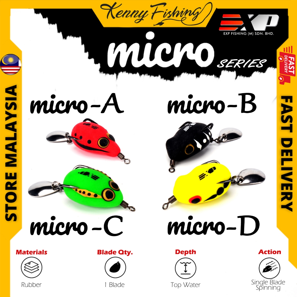 EXP Micro Frog A / B / C / D Soft Rubber Umpan Katak Getah Casting ...