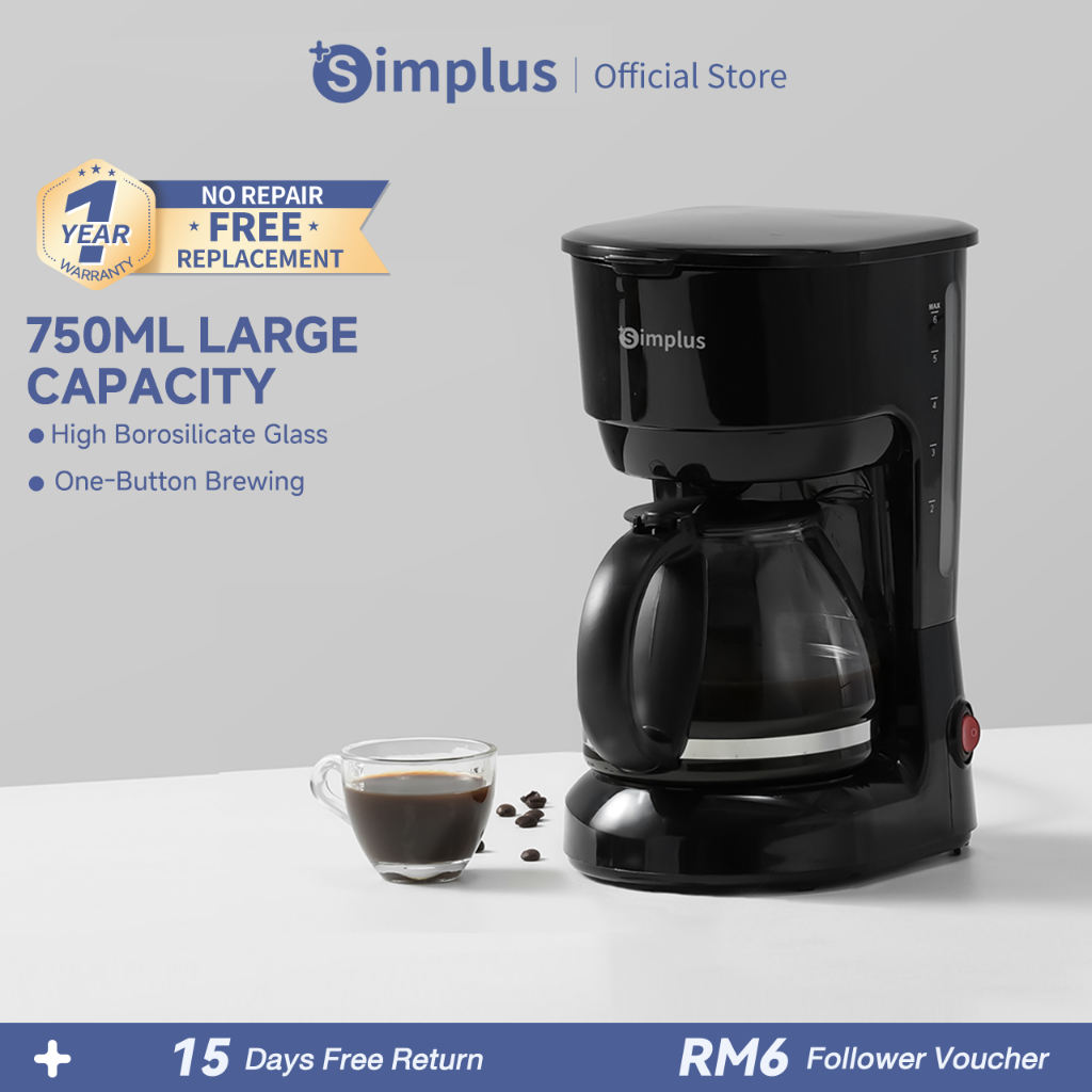 【New Launch】Simplus Coffee Maker Household Drip Filter Coffee Machine 750ml Large Capacity ...