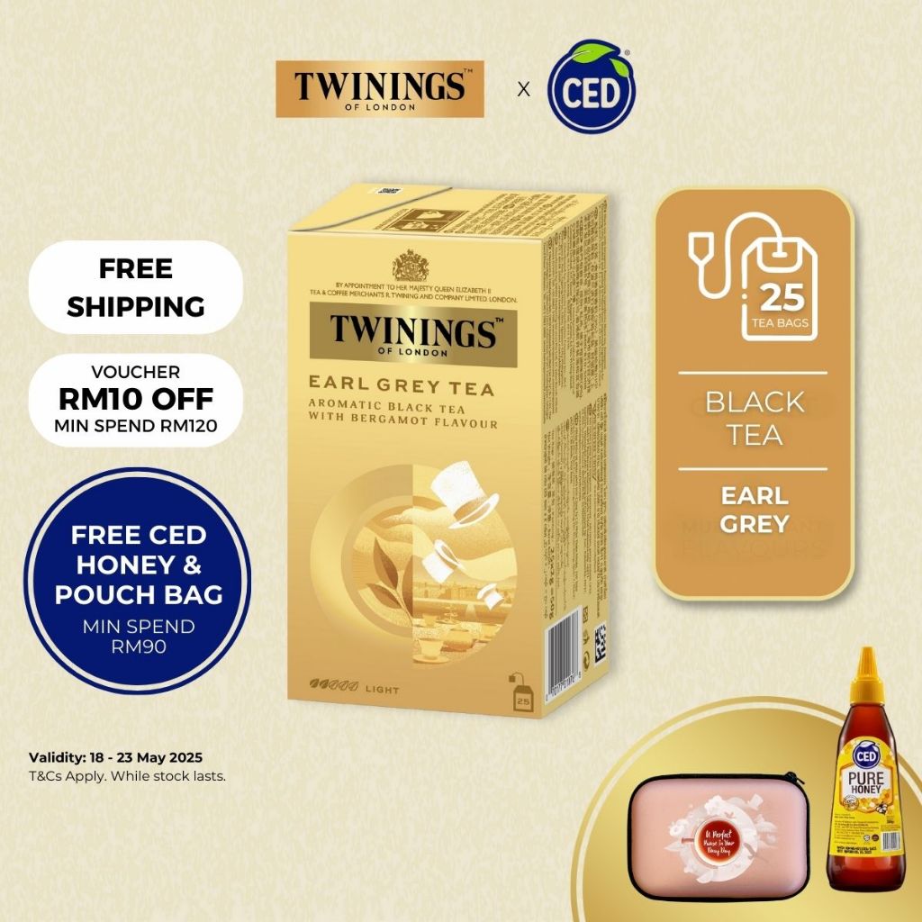 TWININGS Earl Grey Black Tea (25's x 2g) | Teh Hitam Earl Grey | 伯爵红茶 | Shopee Malaysia