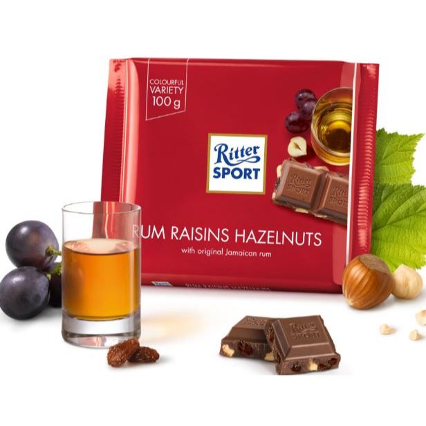 Ritter Sport Rum Raisin Hazelnuts / Non Halal 100G (EXP DATE : 21/09 ...