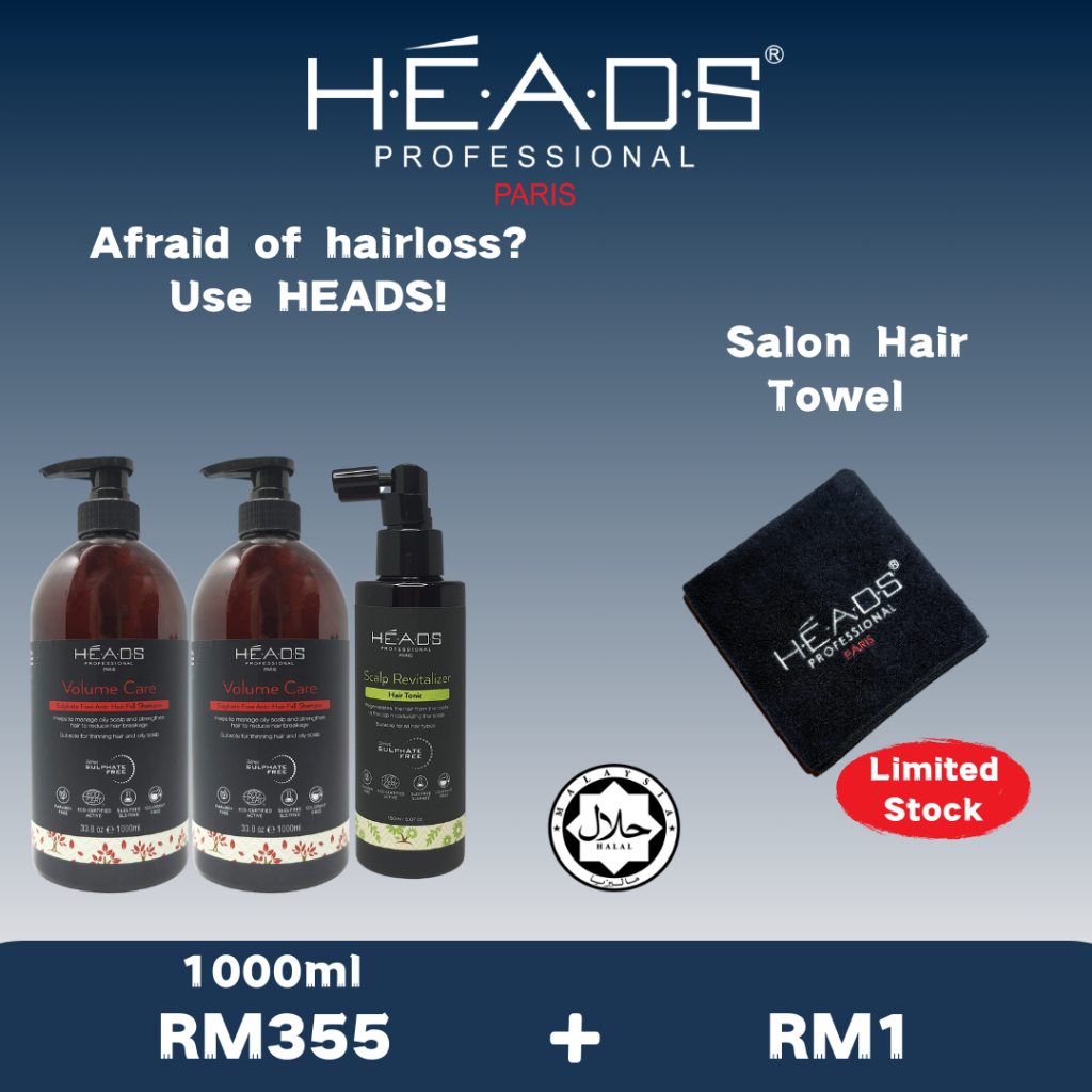 HEADS Sulphate Free DUO Hair Shampoo Set for Hair Loss Dandruff Oily ...
