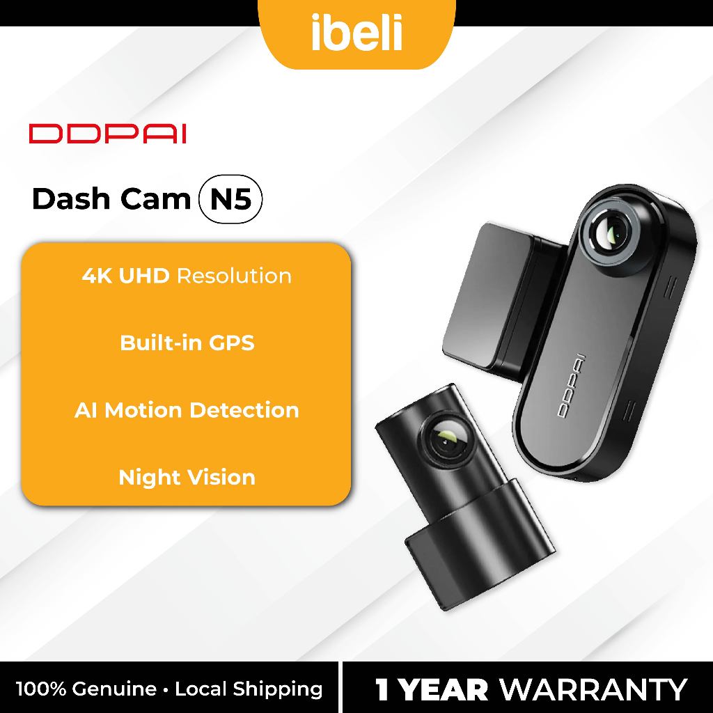 DDPAI N5 Dual Dash Camera | 4K UHD Resolution | Front + Rear Cameras | Built-in GPS | Shopee ...