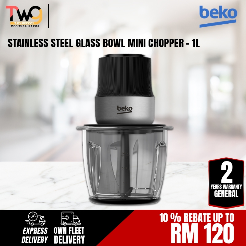 BEKO 1.0L 400W STAINLESS STEEL GLASS BOWL MINI CHOPPER CHG81442BX (1 to ...