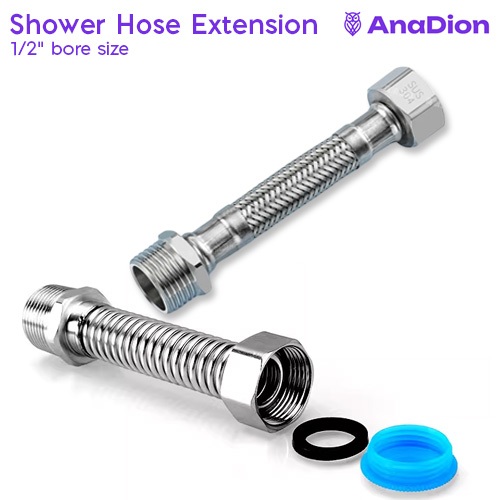 Water Pipe 1/2" bore Shower Wire Bellow and Wire Braided Hose Extension ...