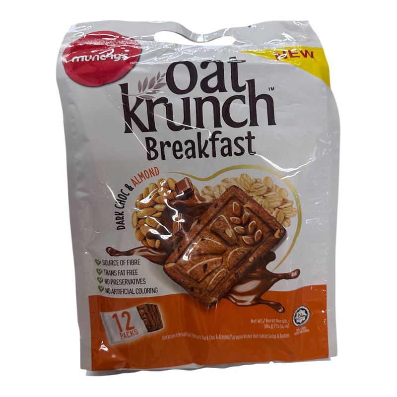 Munchy's Oat Krunch Breakfast Dark Chocolate & Almond - Biskut Oat ...