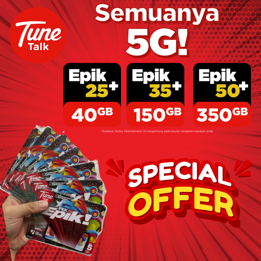Tunetalk Unlimited Data Simkad Unlimited 5G ready | Shopee Malaysia