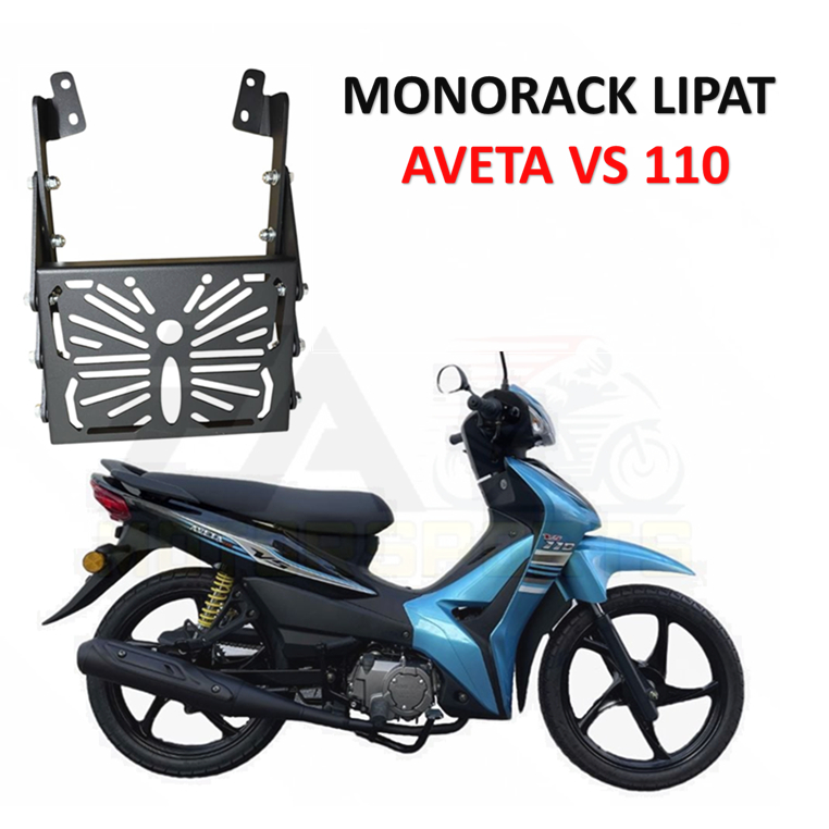 Aveta VS110 Tapak Monorack Lipat+ Top Box ABS Alien LED Aluminiun Combo ...