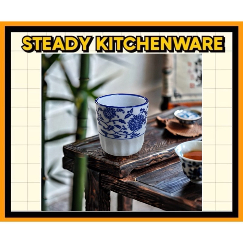 (2pcs)150ML Blue And White Series Ceramic Striped Teacup Cawan Teh ...