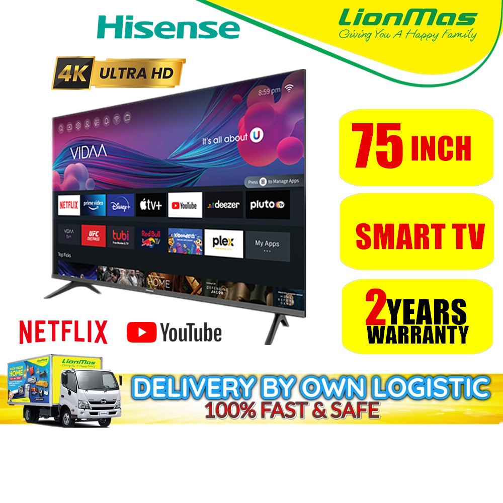 Hisense 75" 4K UHD Smart LED TV 75E6Q (2025) | Shopee Malaysia