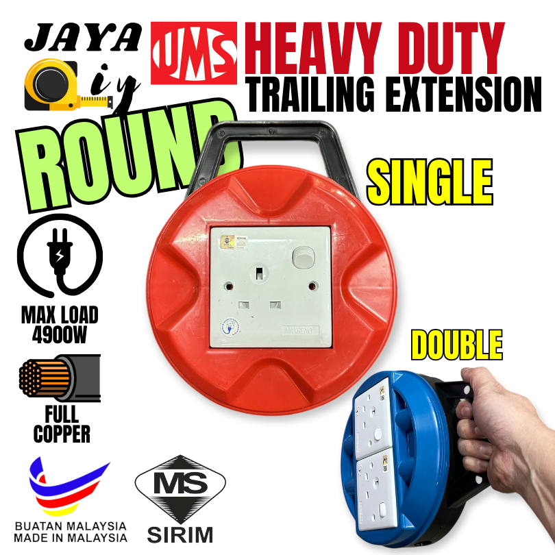 FULL COPPER [SIRIM] 5M 7M 10M Extension Box Cable Reel Portable ...