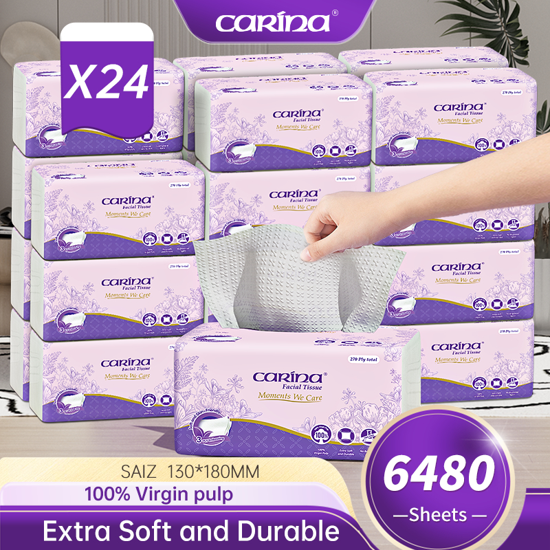 【6480sheets】Carina Tissue /Tisu Soft Facial Tisu 3ply 24pcs Non ...