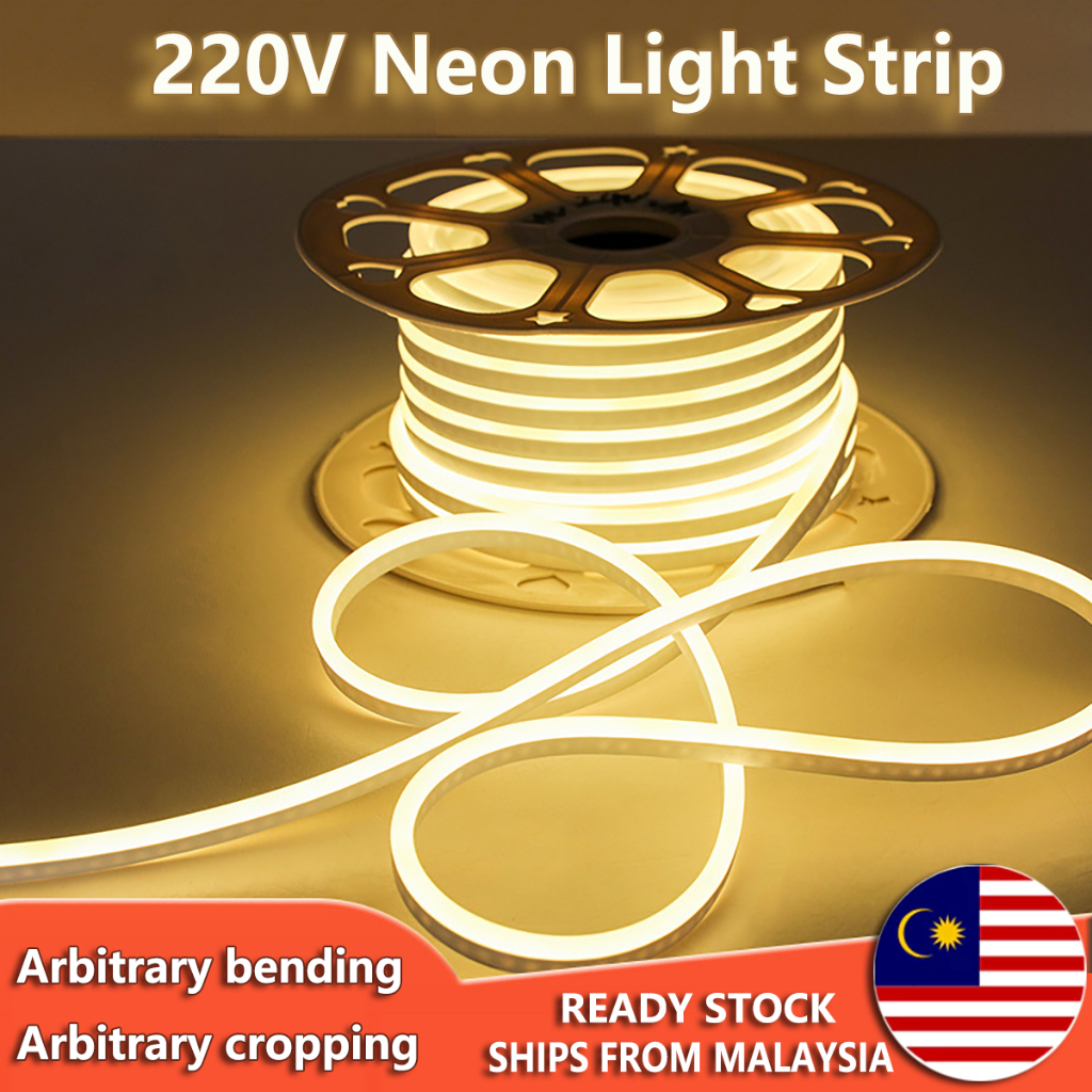 LED Neon Light Strip Jalur Lampu Neon Ambient light Free EU plug IP65 ...