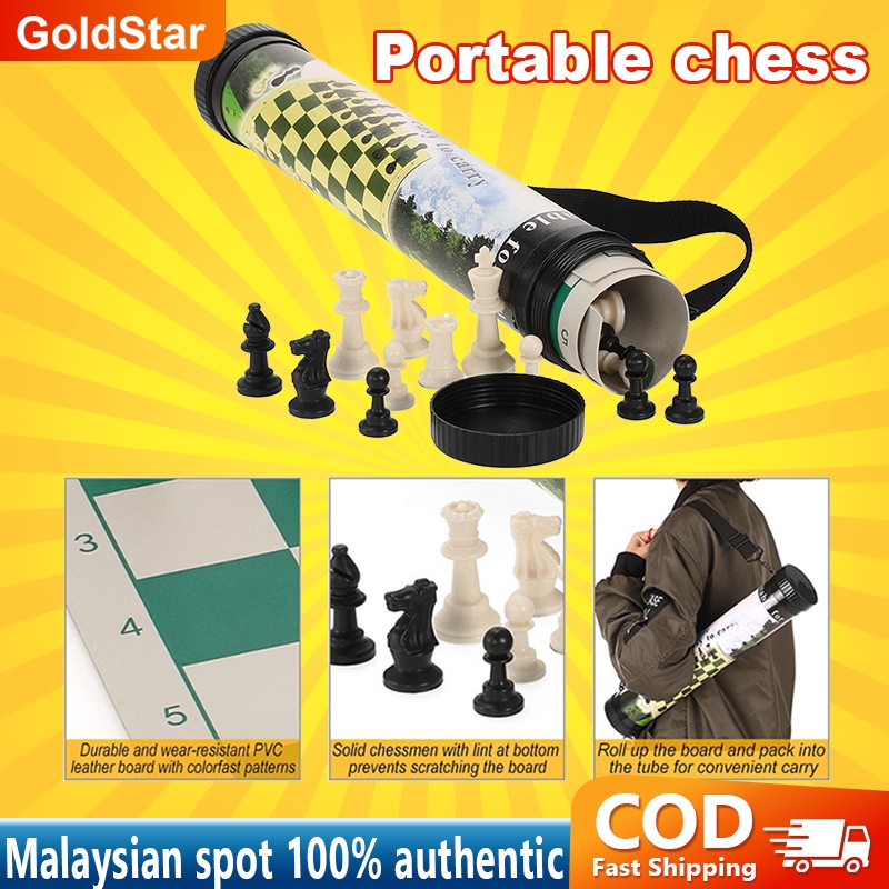 Set Catur Tournament Chess Set (34cm/50cm) Leather Mat checkerboard ...