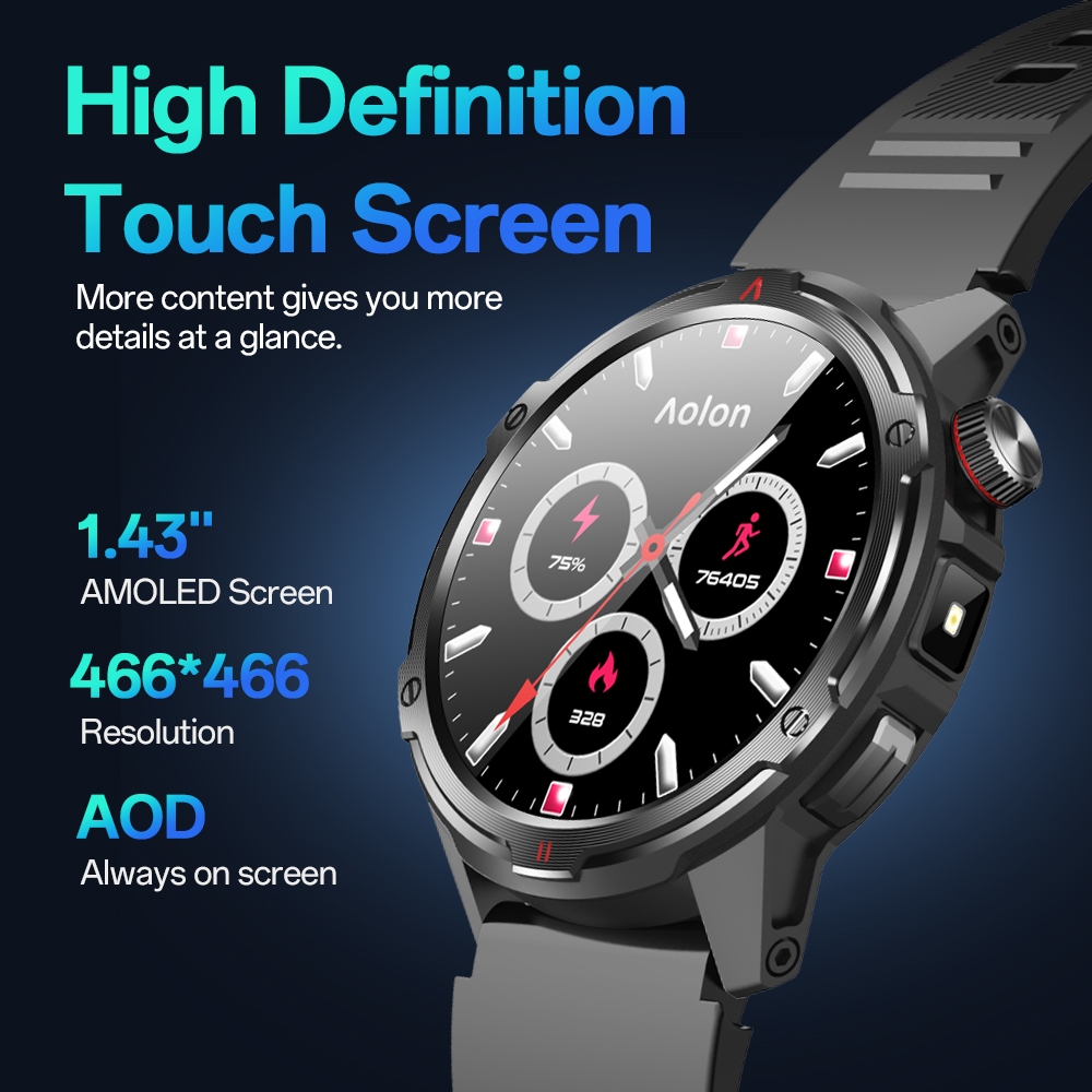 Aolon Tetra R4 Jam Smart Watch Man Original AGPS AMOLED Screen AOD ...