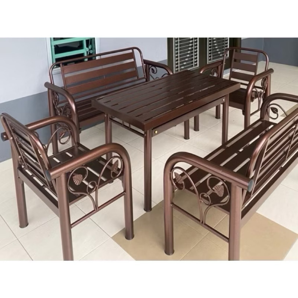 [1set 1order] Outdoor Furniture Bench Set /Long Garden Full Set/Metal ...