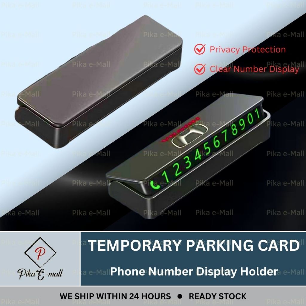 Car Temporary Parking Card Phone Number Display Holder Plate Nombor ...