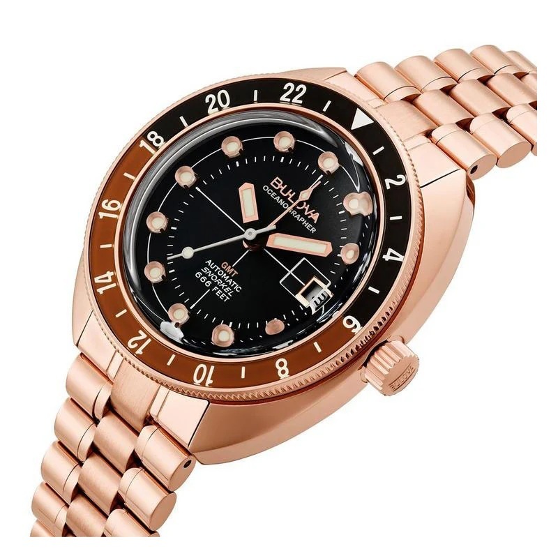 Bulova Oceanographer Devil Diver 97B215 GMT Snorkel Automatic 41mm Rose ...