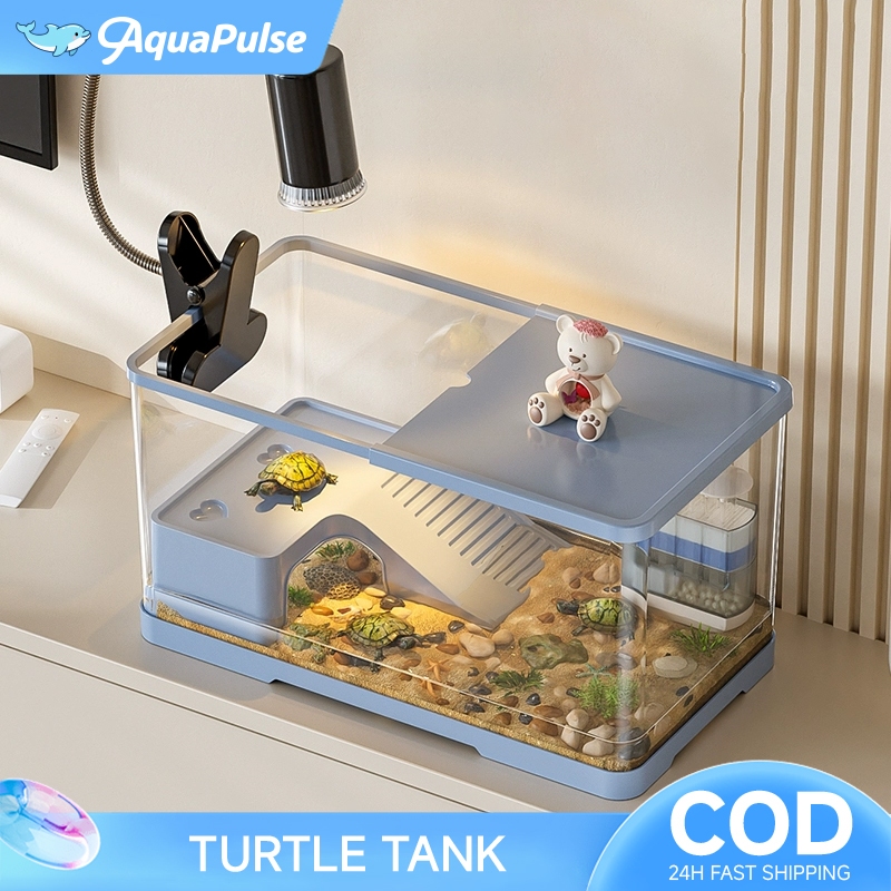 Turtle Aquarium Tank Aquarium Kura Kecil Tortoise Vivarium Sangkar 3 Sizes For Choose Habitat ...