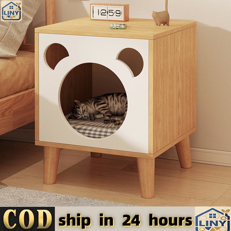 LINY Solid wood cat nest Cat House Side Table Super Cat Large House Cat ...