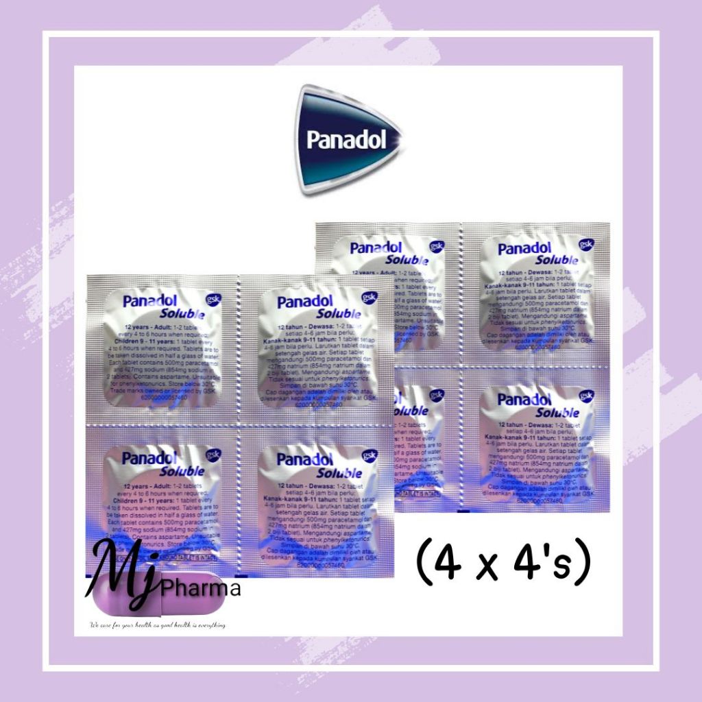 Panadol Soluble Lemon Flavour 500mg Effervescent Tablet 4x4's 16 ...