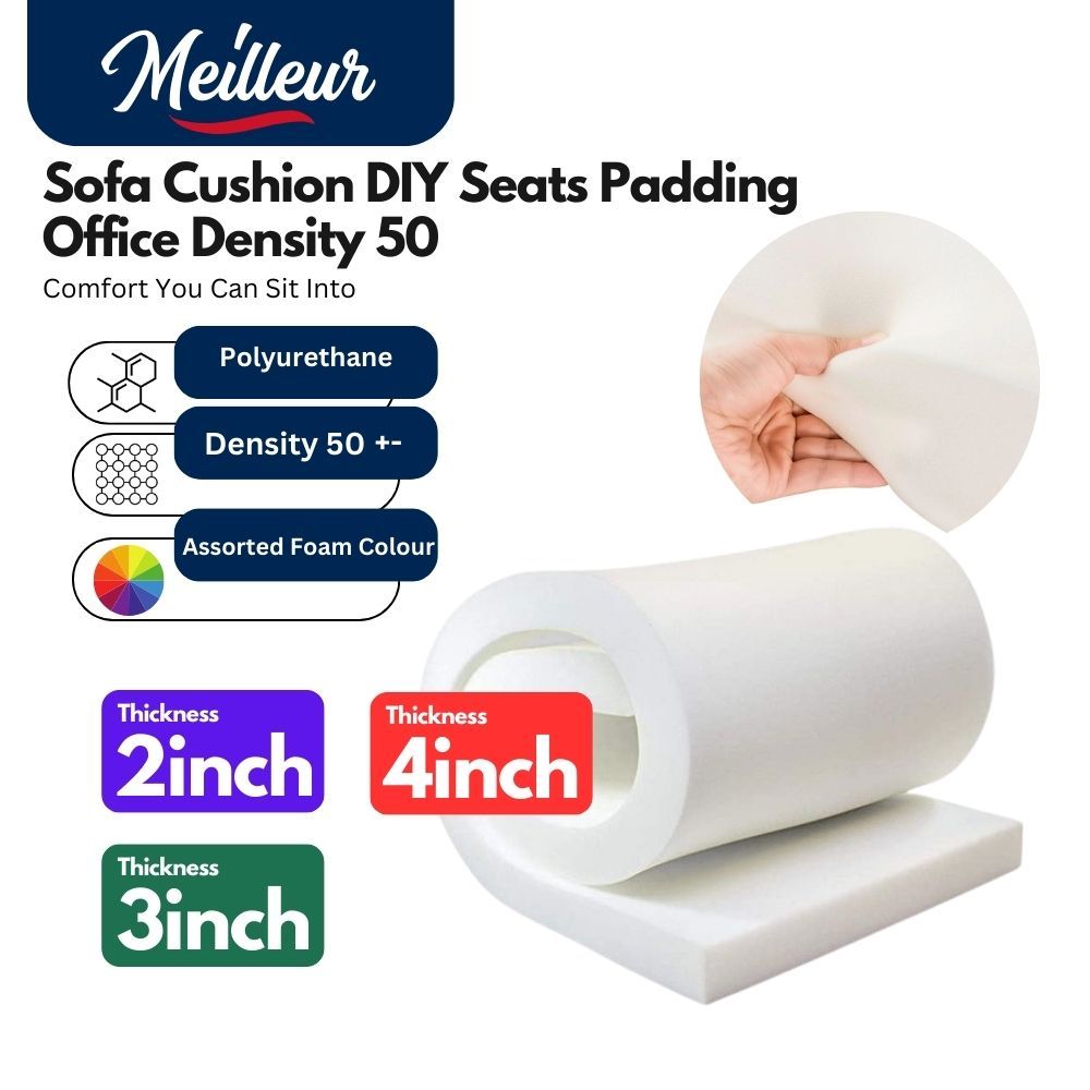 Meilleur 50D High Density 2-4 Inch Square Foam Cushion Sofa Seat Couch ...