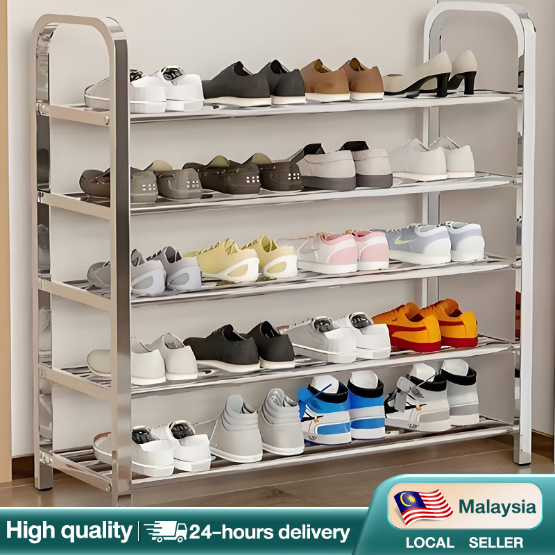 Stainless Steel Shoe Rack Rak Besi Indoor Outdoor Rak Kasut Besi Living ...