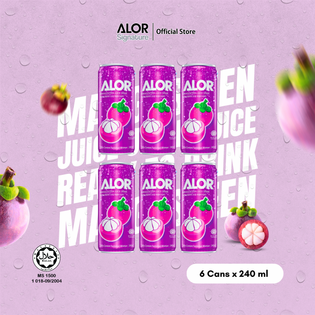 ALOR Jus Manggis Sedia Diminum (RTD)(240ml x 6 tin)/ ALOR Mangosteen ...