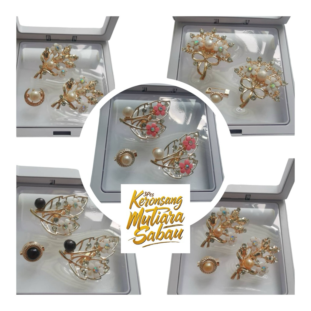 (FREE BOX) EXCLUSIVE 3 IN 1 ORIGINAL KERONSANG MUTIARA ASLI SABAH ...