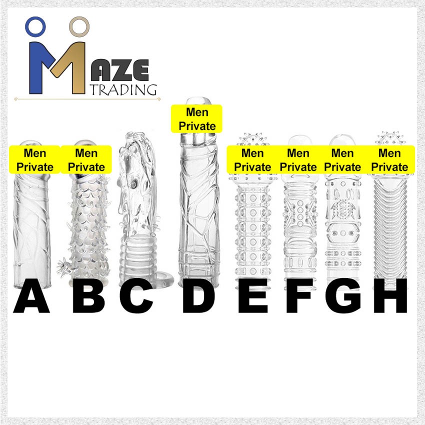 [MAZE TRADING] Reusable Condom Silicone Crystal Spike Dotted Condom Men ...