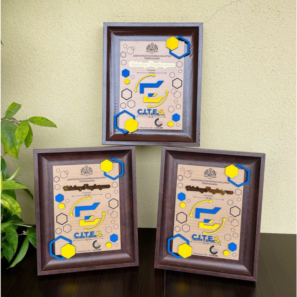 (POD60_3) Custom Plaque A4 Hadiah Penghargaan Custom Decoration Wooden ...