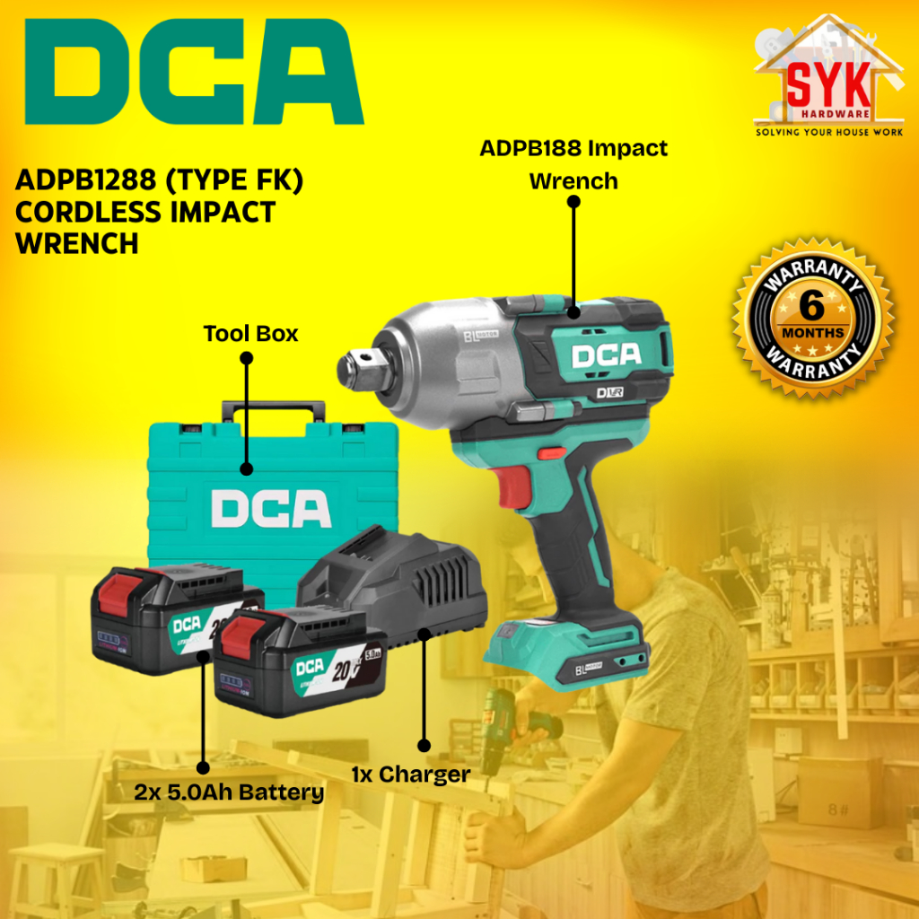 SYK DCA ADPB1288 Cordless Brushless Impact Wrench Battery Machine ...