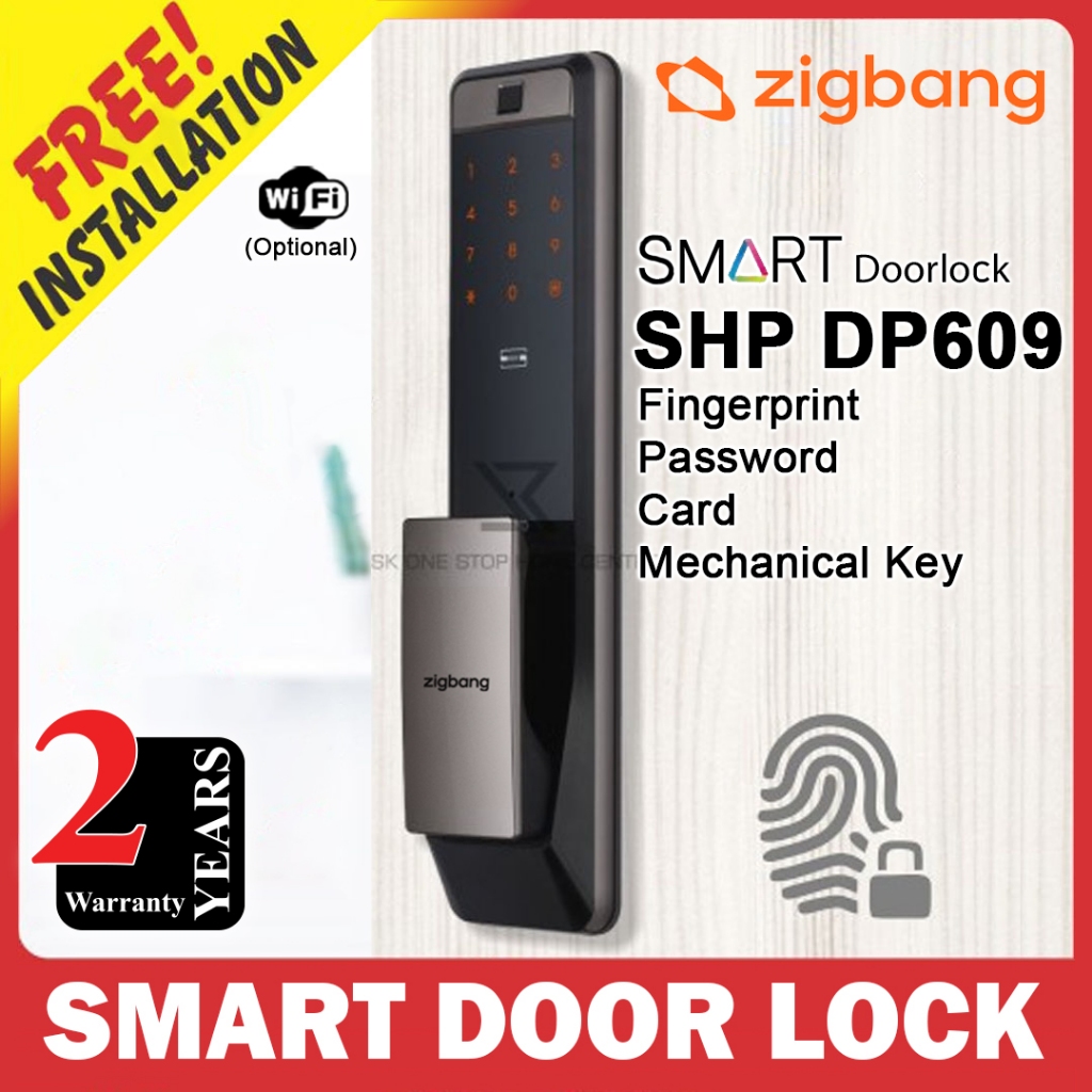 SAMSUNG/Zigbang SHP DP 609 Push Pull IOT Smart Fingerprint,Card, Password,key WiFI Digital Door ...