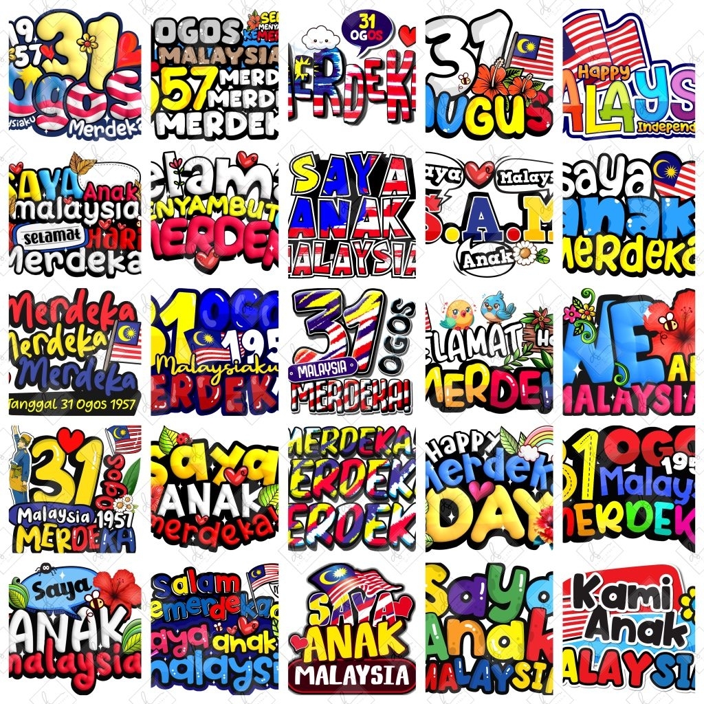 25pcs Set Sticker Kemerdekaan | Selamat Hari Merdeka | Anak Malaysia ...