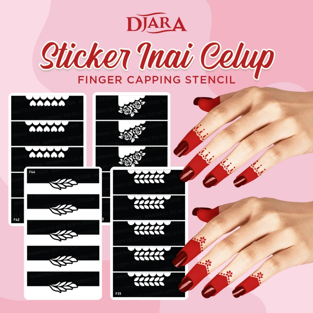 Sticker Inai Celup Murah 5 Jari / Henna Finger Stencil / Sticker Inai ...