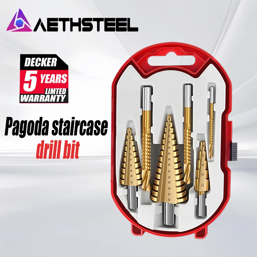 Drill Bit Step Drill HSS Titanium Coated Hex Shank Step Drill bit set ...