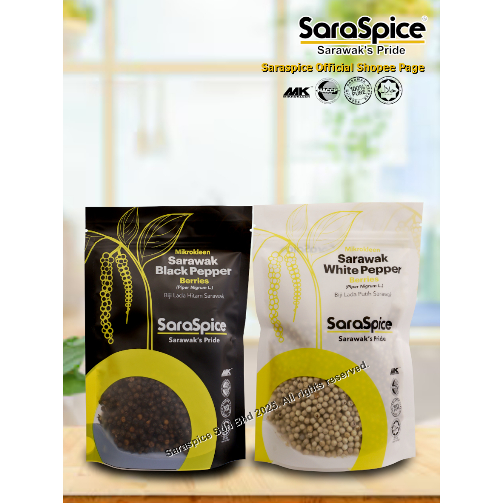 Saraspice Sarawak Black/White Pepper Berries 200g/Softpack | Biji Lada Hitam/Putih 200g/Softpack ...