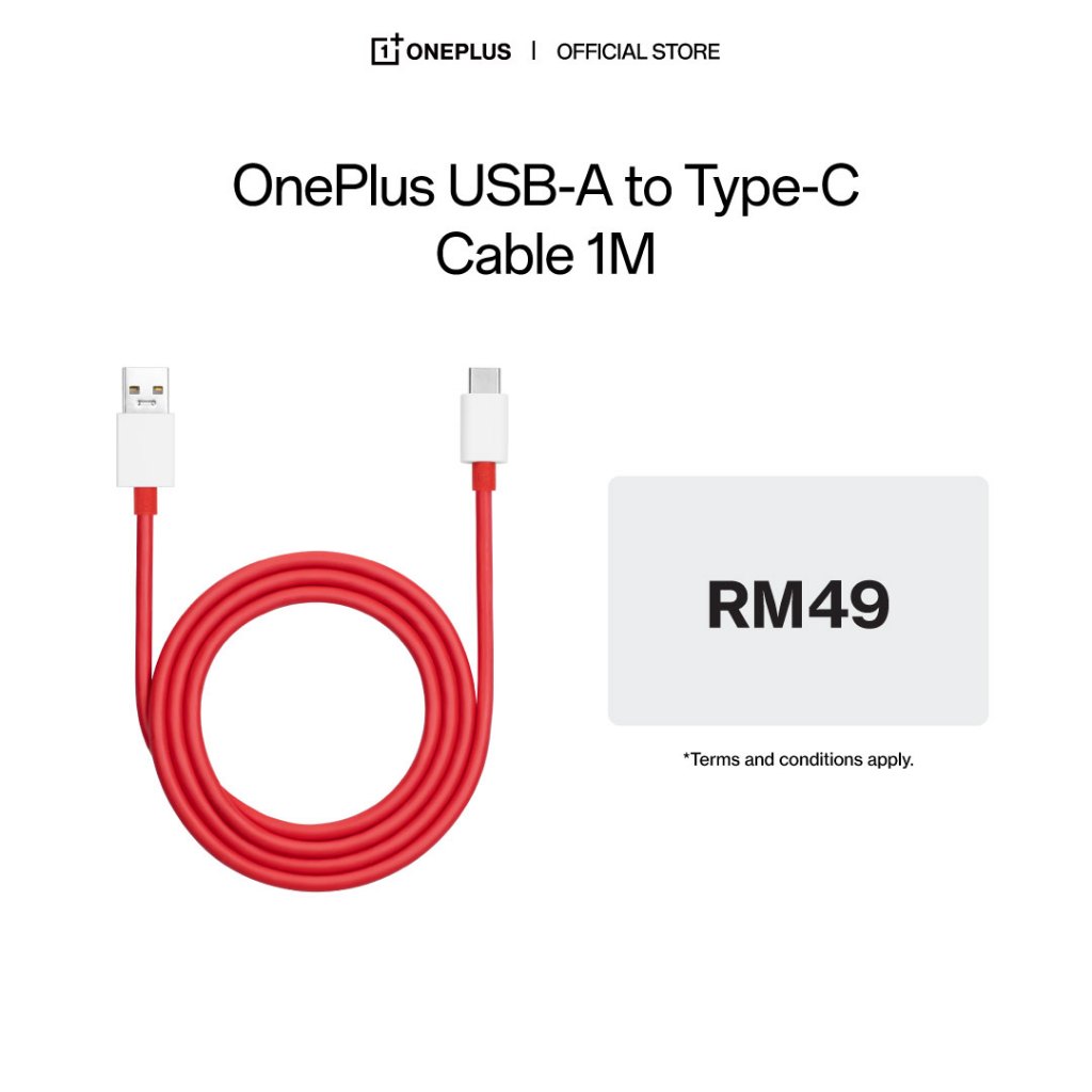 OnePlus USB-A to Type-C Cable 1M | Shopee Malaysia