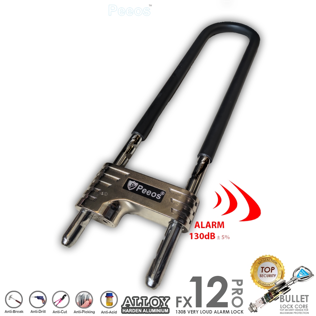 Peeos FX12 Pro Alarm Lock Kunci U anti-potong Motosikal & Pintu Kaca ...