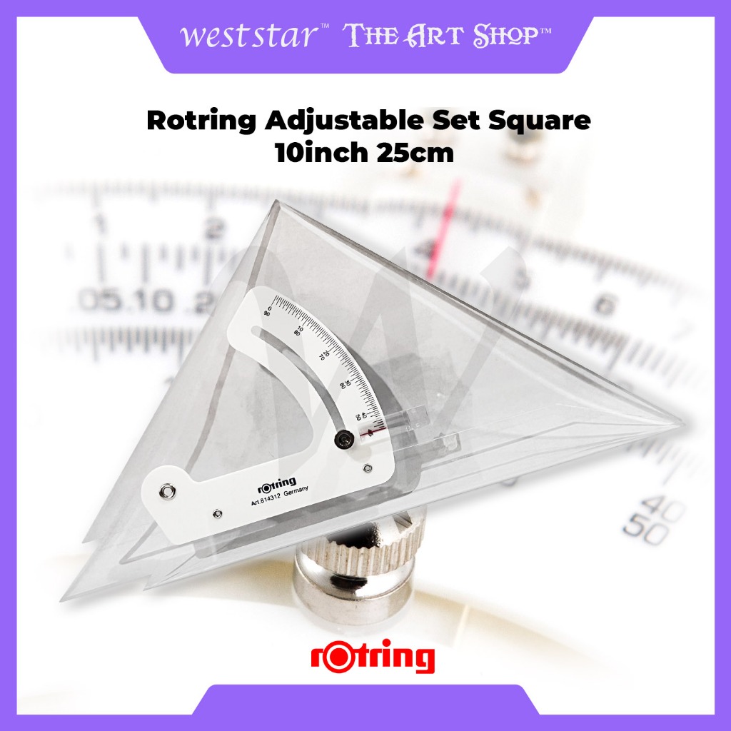 [WETAS] Rotring Adjustable Set Square 10inch 25cm, Adjustable Set ...